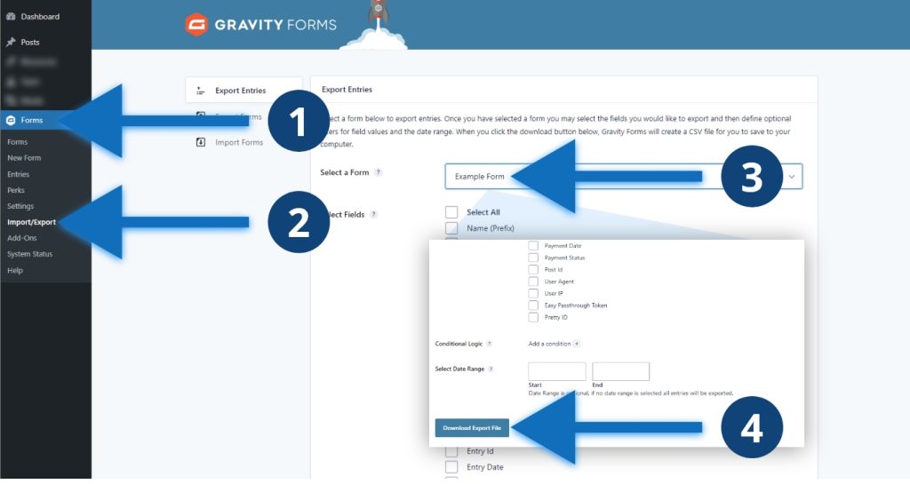 How to export form entries - CH Web Agency