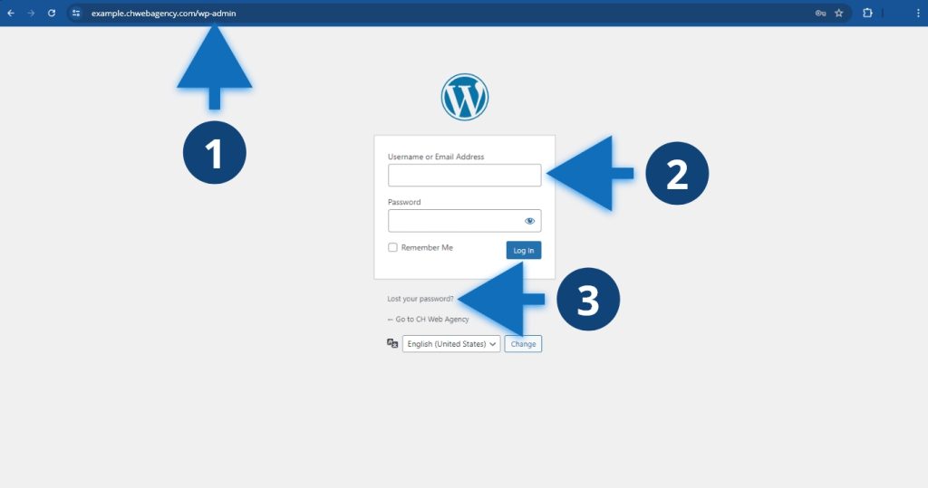 How to log into WordPress - CH Web Agency