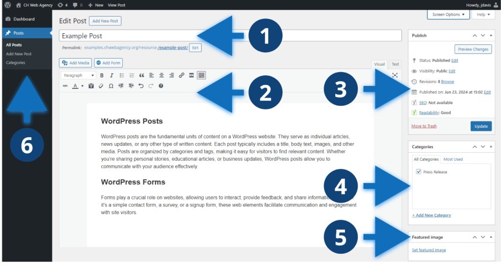 Introduction to the post editor - CH Web Agency